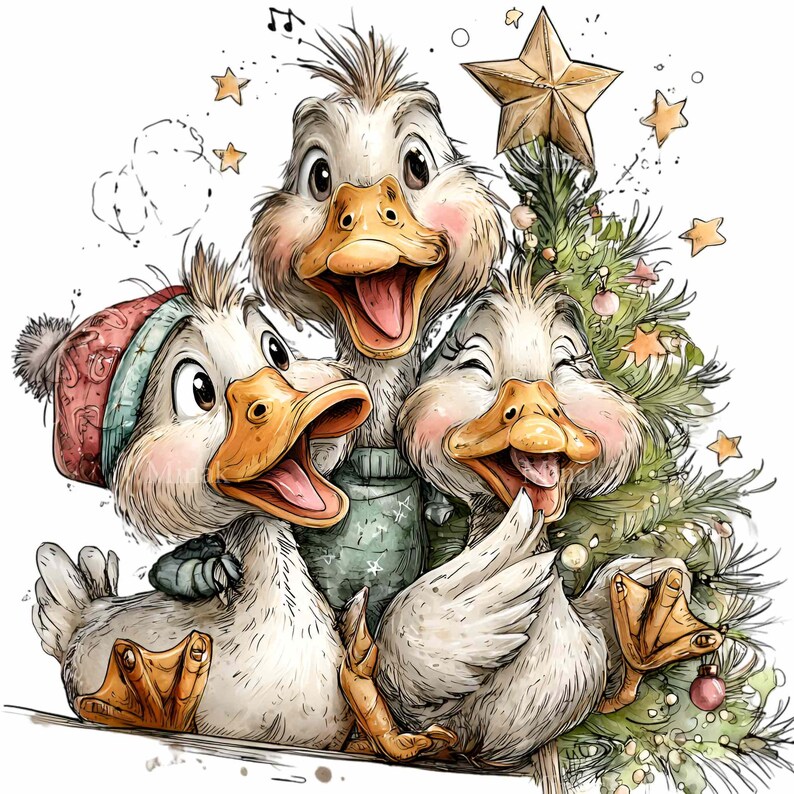 11 PNG Christmas Goose Clipart – Three Singing Geese PNG – Festive Farm ...