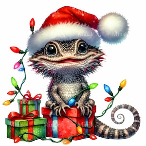 Christmas Lizard With Santa Hat PNG Clipart | 12 Adorable Reptile ...