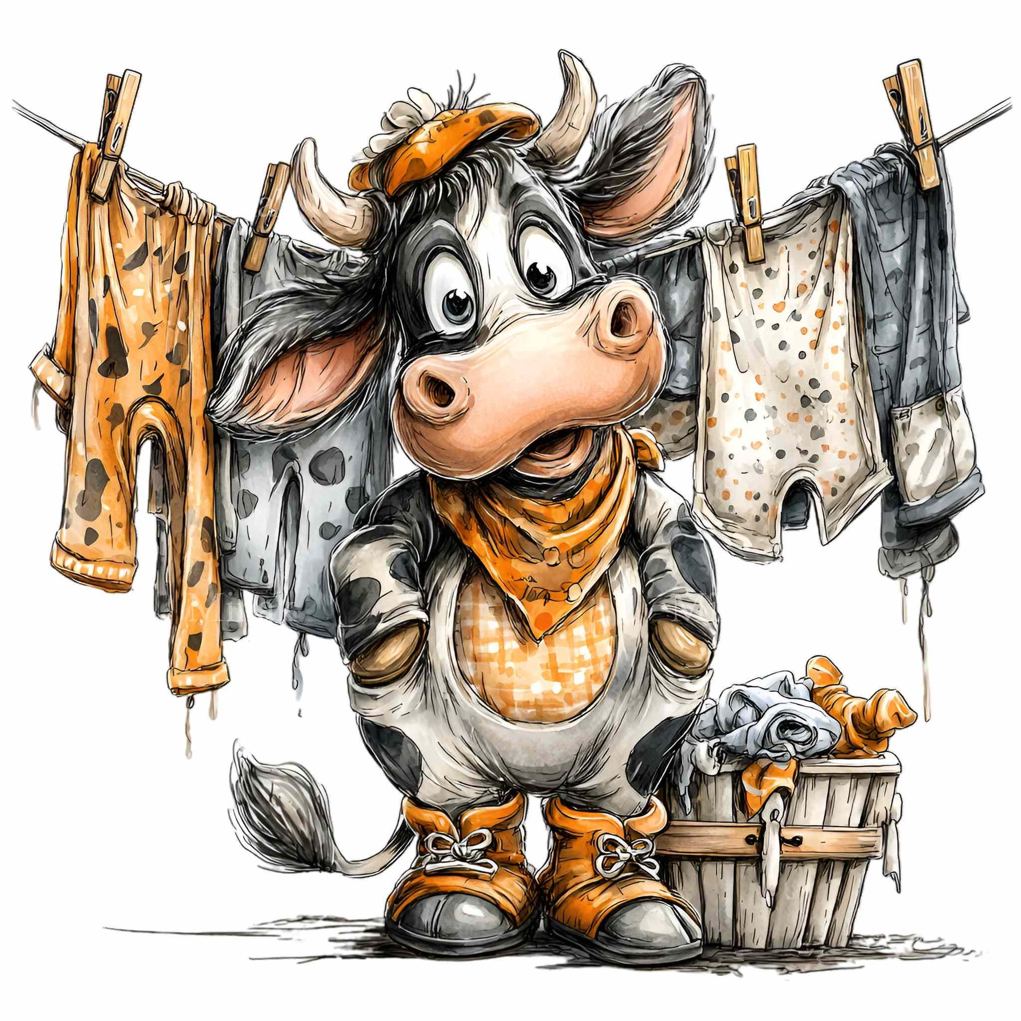 15 PNG Funny Laundry Cow Farmhouse Clipart, Kitchen Decor - Etsy