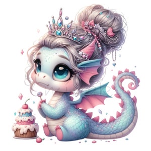 15 Princess Dragon PNG Clipart - Cute Fantasy Dragon With Tiara ...