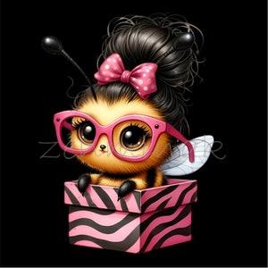 Bee With Heart Glasses and Gift Clipart 10 Cute and Whimsical PNG for ...