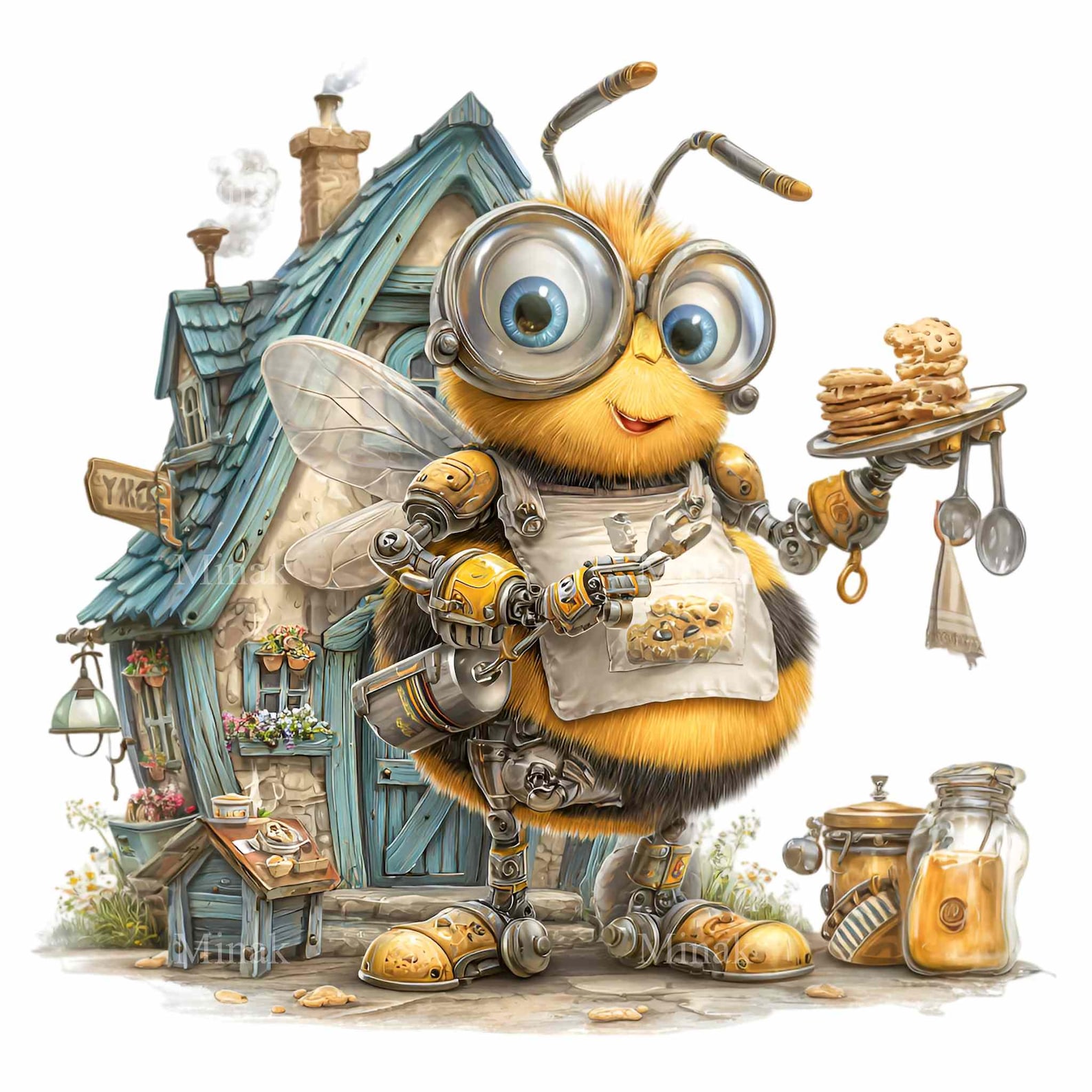 16 PNG Bee Chef Clipart, Honey Cooking Art Whimsical Insect Kitchen ...