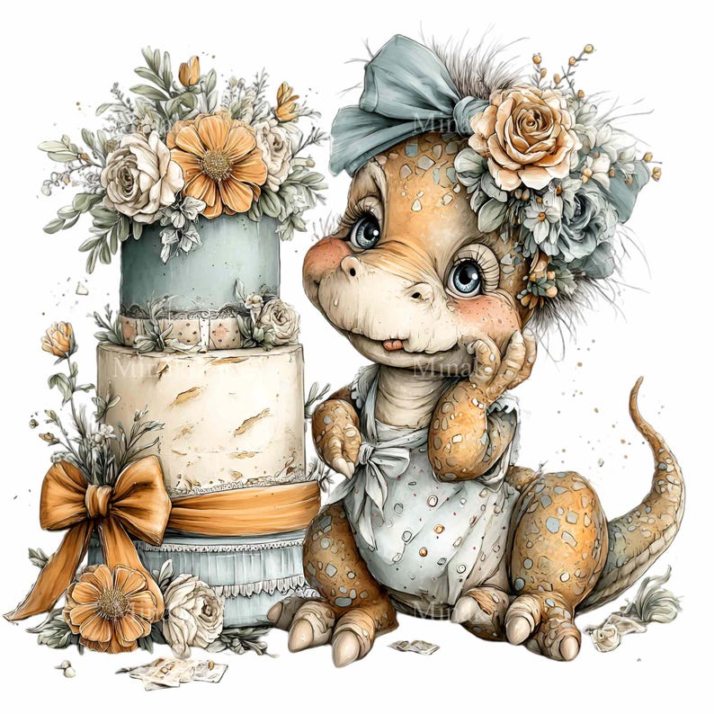 15 PNG Dinosaur Birthday Clipart – Cute Dino PNG Illustration – Digital ...