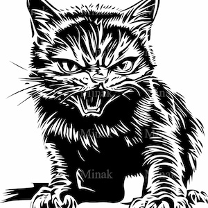 4 Angry Cat SVG Cut File – Fierce Cat Vector Clipart for Cricut ...