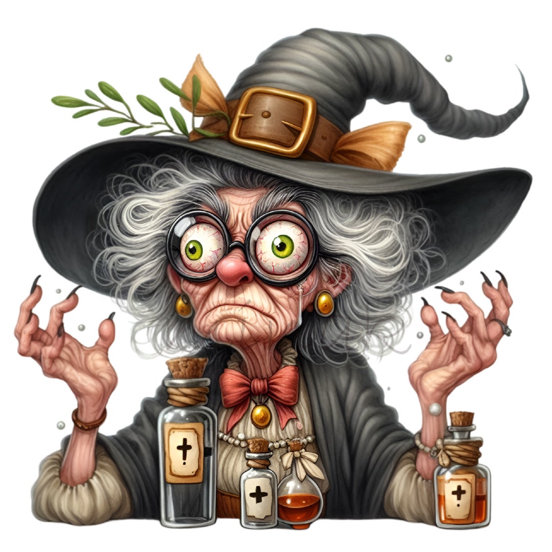 Witch Poison Bottle Potion 10 PNG Funny Halloween Illustration Clipart ...