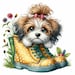 12 PNG Spring Puppy Clipart – Dog in Garden Boots Illustration, Flower ...