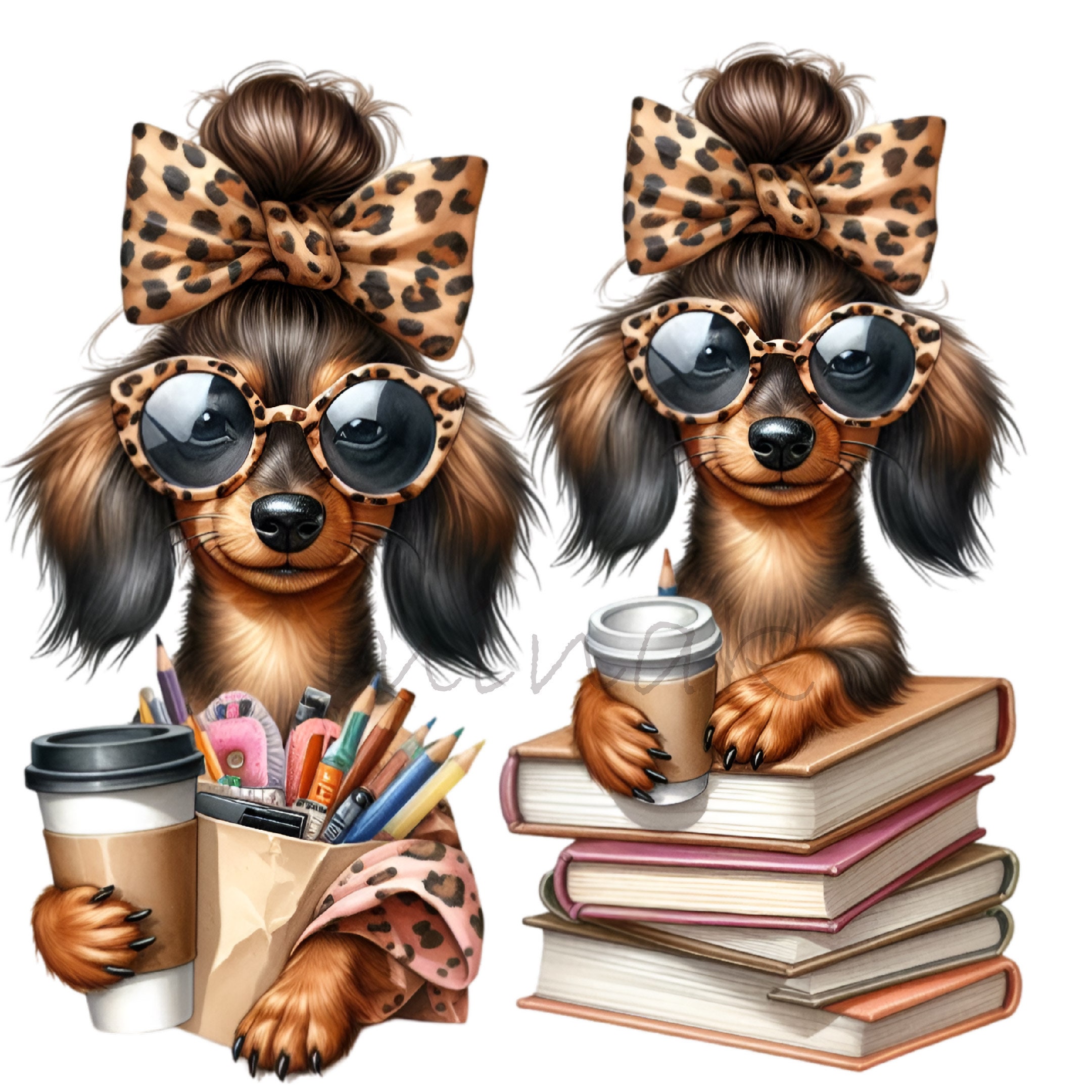 15 PNG Teacher Dachshund Clipart – Leopard Glasses Dog Illustration ...
