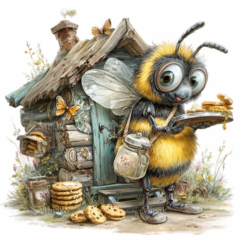 16 PNG Bee Chef Clipart, Honey Cooking Art Whimsical Insect Kitchen ...