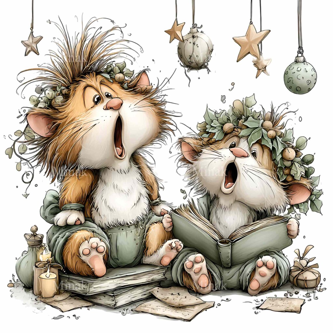 15 PNG Caroling Kittens Clipart – Christmas Cat PNG Illustration – Cute ...