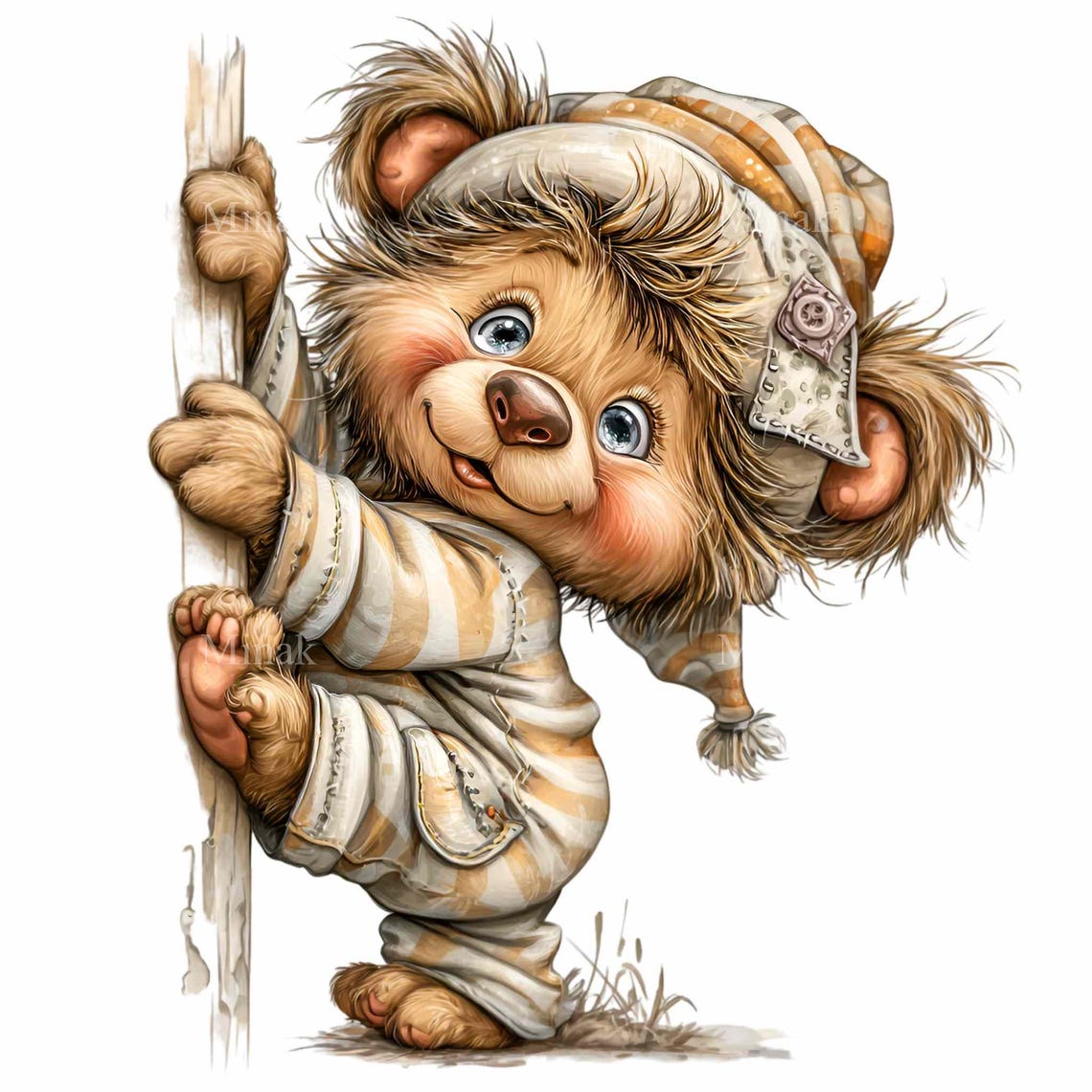 14 PNG Sleepy Bear Clipart – Cute Watercolor PNG – Baby Animal Art for ...