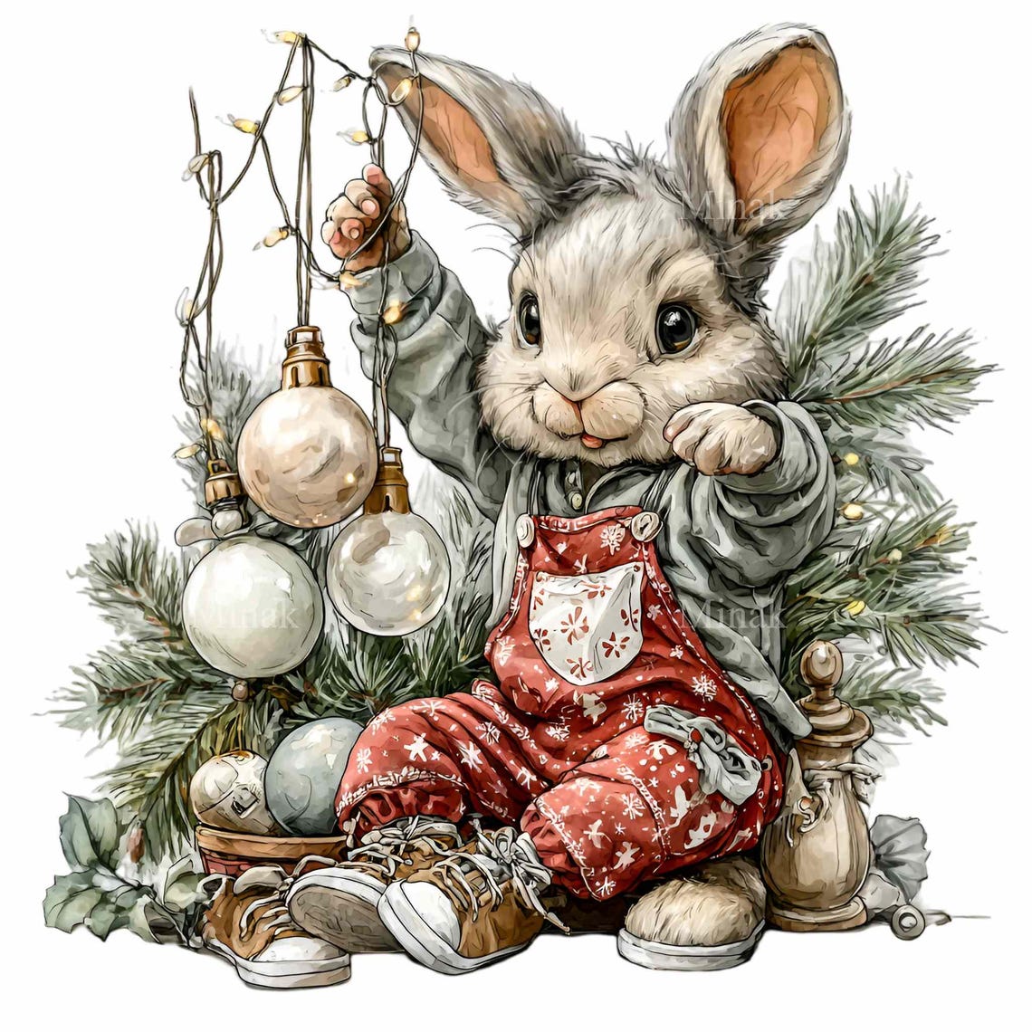 16 PNG Festive Bunny Clipart – Cute Winter Rabbit PNG – Holiday Animal ...