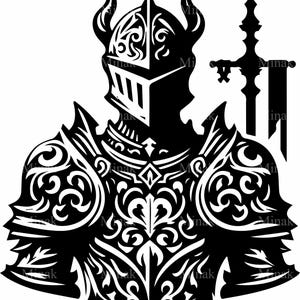 8 SVG Medieval Knight SVG Cut File - Ornate Armored Warrior Holding ...