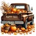 Rustic Brown Truck Fall Harvest Clipart 12 Pumpkins and Corn Autumn ...