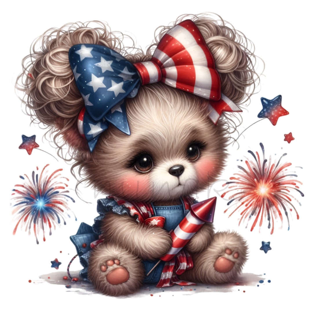 12 Cute Bear PNG Clipart Digital Download – Fluffy Bear in Denim ...