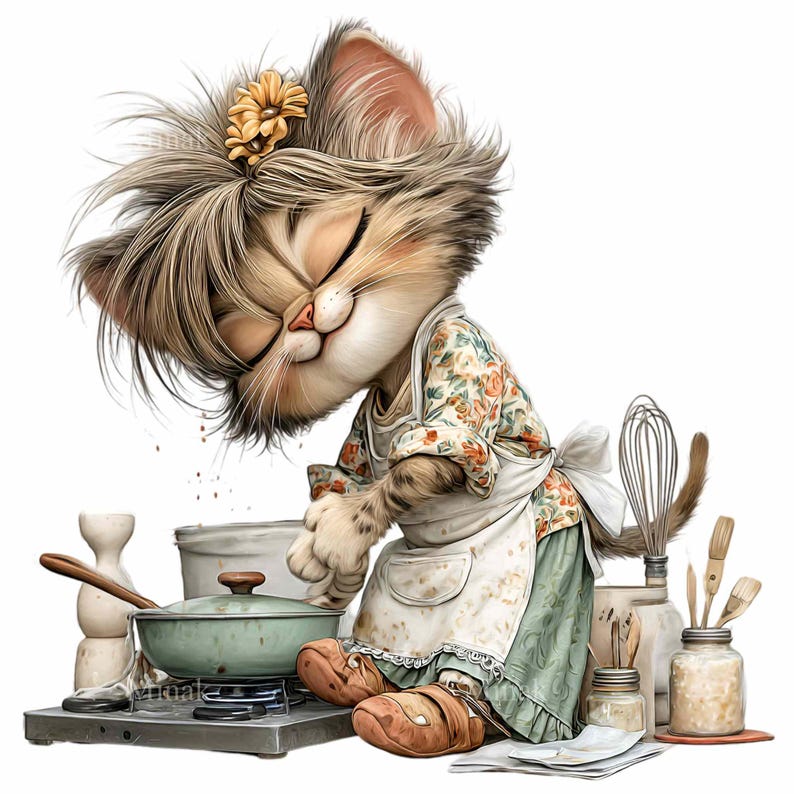 15 PNG Cooking Cat – Chef Kitten Clipart for Kids Recipe Cards ...