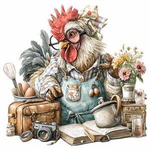 10 PNG Kitchen Animal – Cooking Chicken PNG – Funny Farmhouse Clipart ...