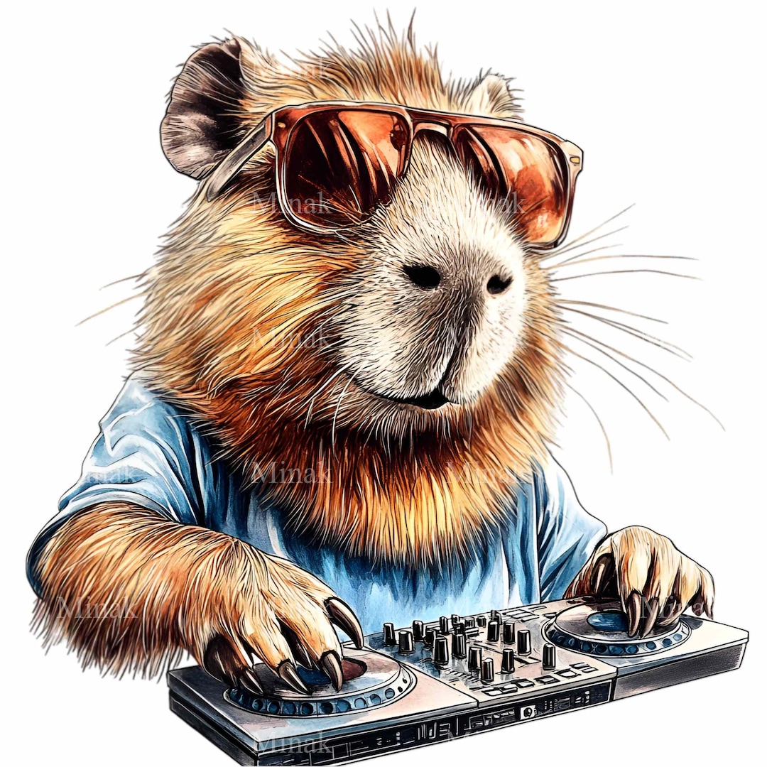 12 Cool DJ Capybara PNG Clipart With Turntable and Sunglasses, Fun ...