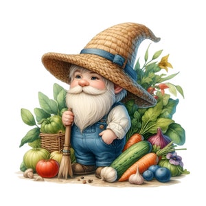Garden Gnome PNG, Vegetables Clipart, 10 PNG Gardener Clip Art ...
