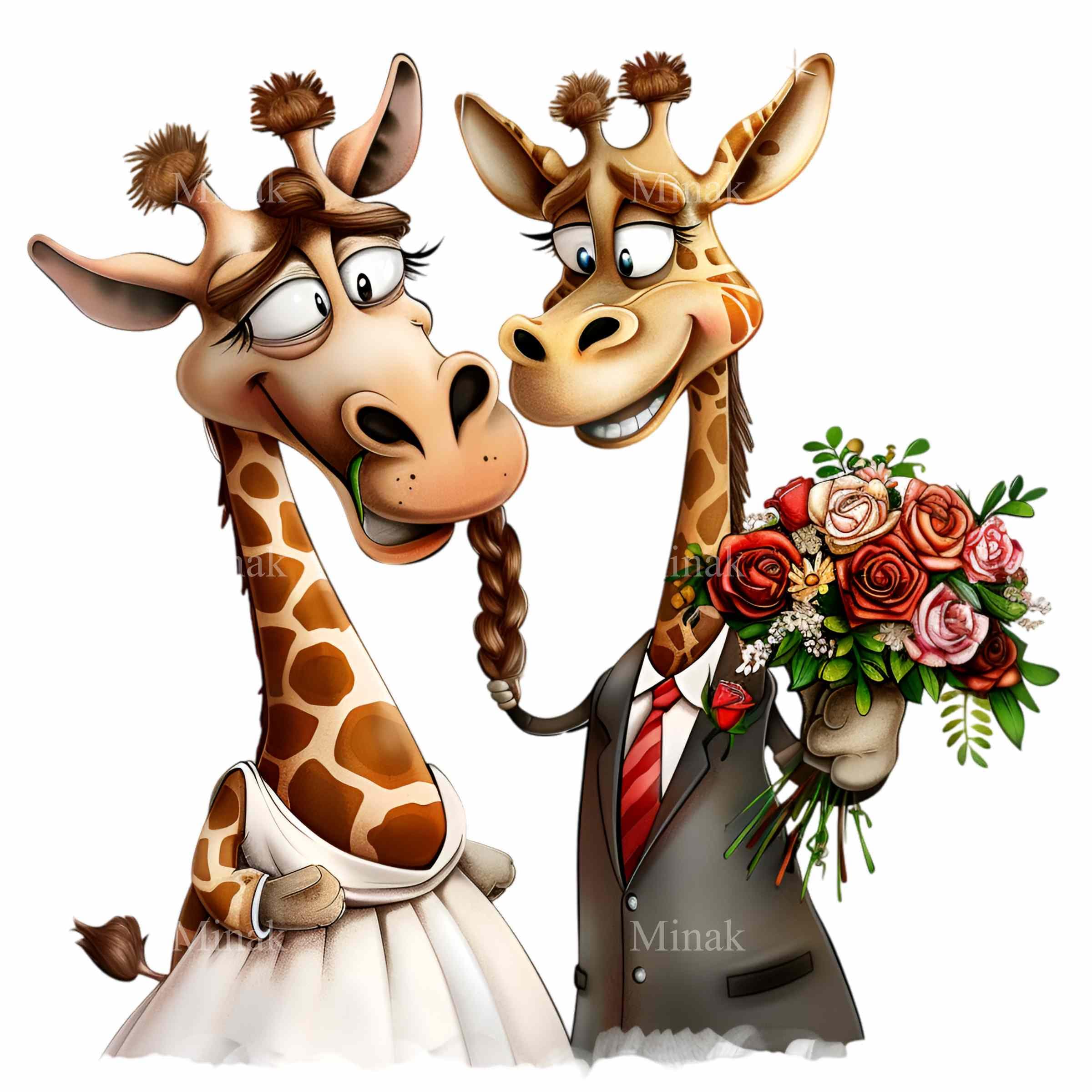 19 PNG Wedding Giraffe, Bride Groom Funny Anniversary Couple Clipart - Etsy