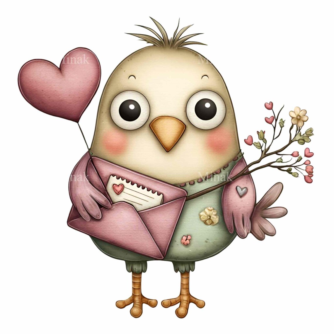 16 PNG Valentine Bird Clipart Pink Love Letter Cute Winged Character ...