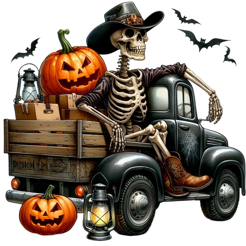 12 PNG Cowboy Skeleton Halloween Truck Pumpkin Autumn Clipart - Etsy