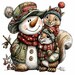 10 PNG Winter Friends Clipart – Snowman Squirrel PNG – Cute Holiday for ...