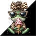Cute Frog Leopard Print Bow Eating Ice Cream, 17 PNG Graphics Cartoon ...