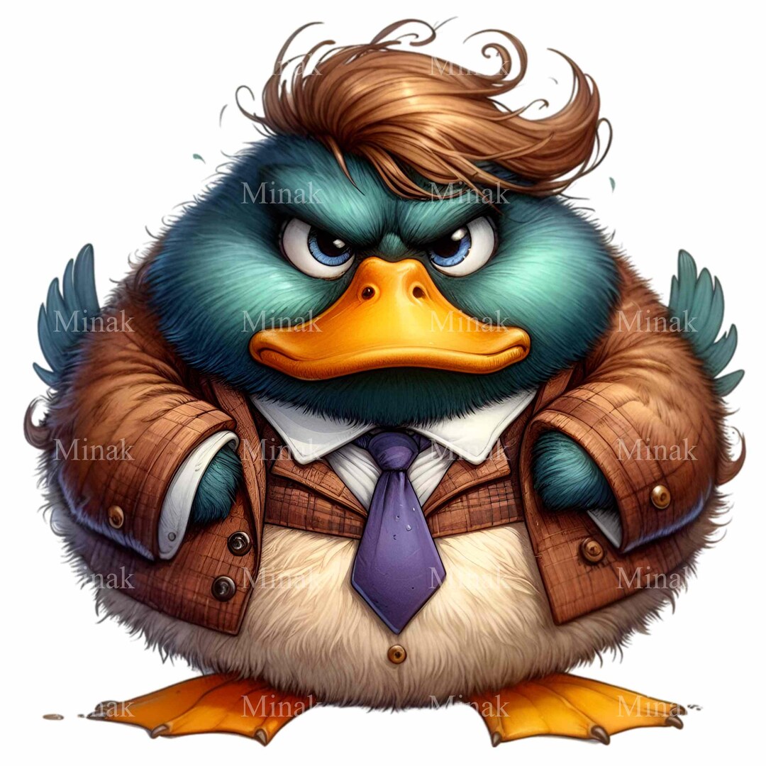 Grumpy Office Duck Clipart PNG - 12 Business Mallard Character - Funny ...