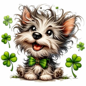 Lucky Dog PNG Clipart - 12 Adorable Puppy With Shamrocks and Plaid ...