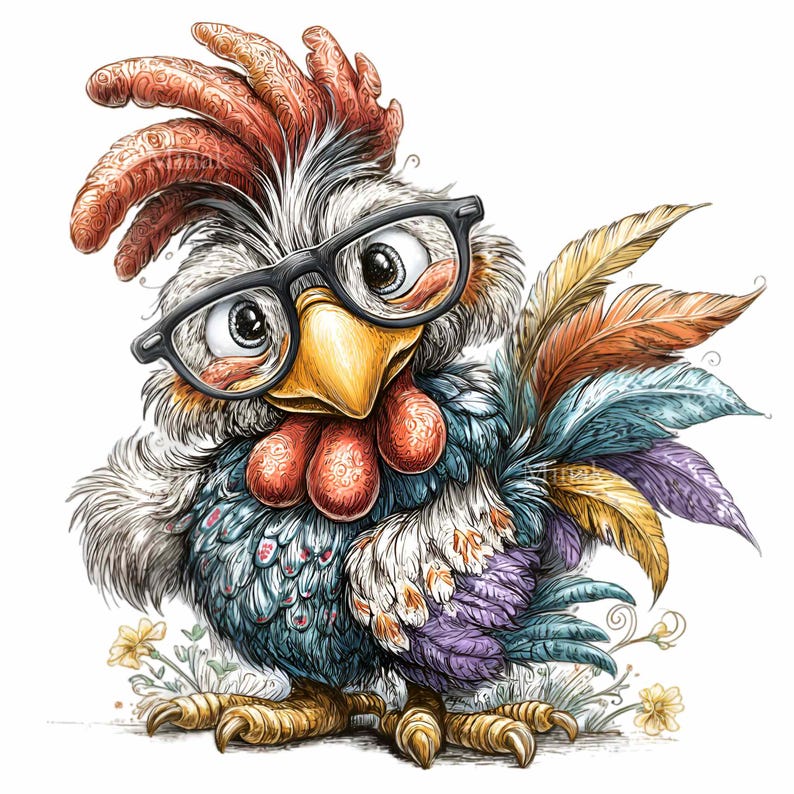 15 PNG Funny Rooster Clipart – Colorful Cartoon PNG – Farm Animal Art ...