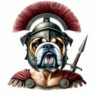 14 Roman Gladiator Bulldog PNG Clipart Brave Dog in Armor, Helmet, and ...