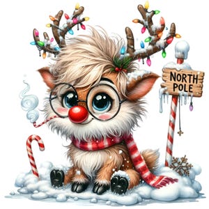 Christmas Reindeer Clipart PNG 10 Cute Reindeer With Antlers and North ...