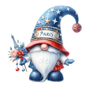 Paris Clipart, Gnome Clip Art, 15 PNG Watercolor French Gnome, Junk ...