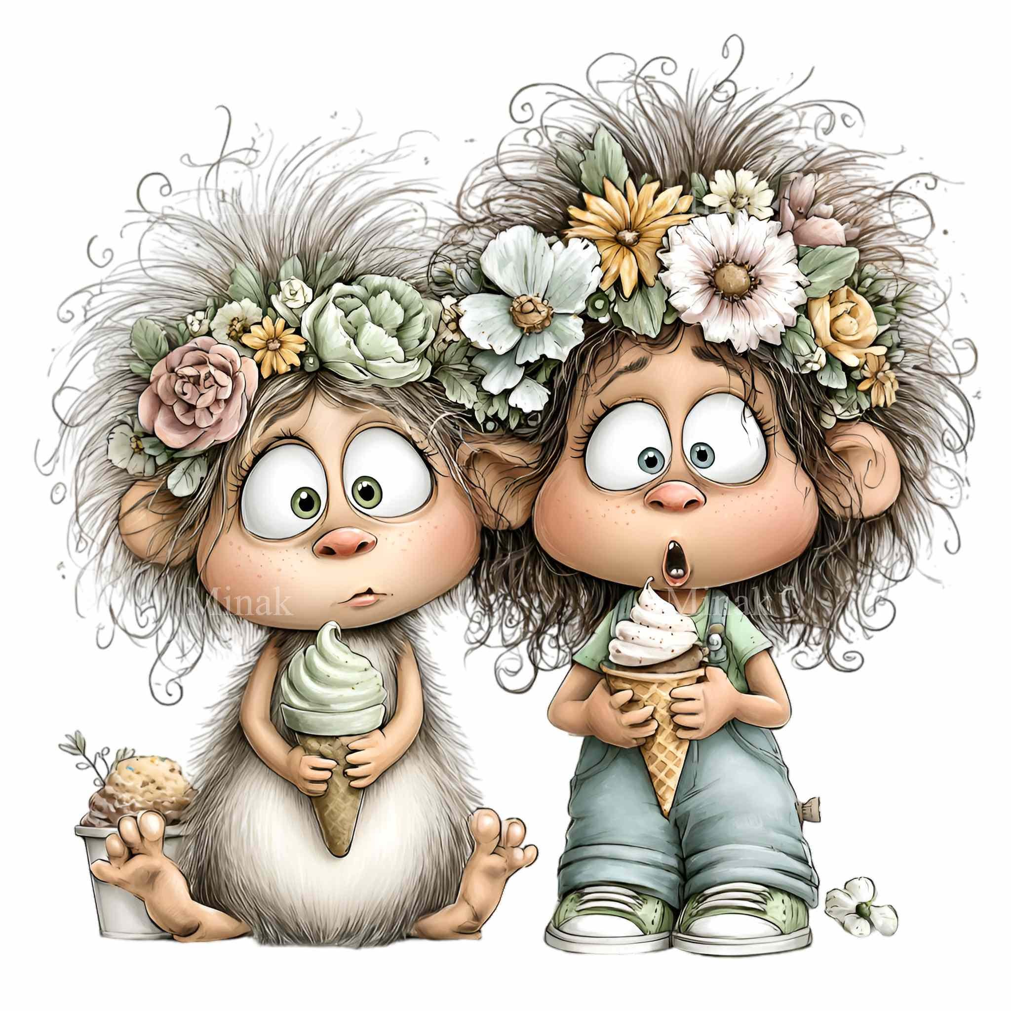 15 PNG Ice Cream Monsters – Cute Monster PNG Clipart – Digital Download ...