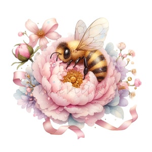 Honey Bee Clipart, Cute Bumblebee Clip Art, 10 PNG Flowers Baby Bee ...