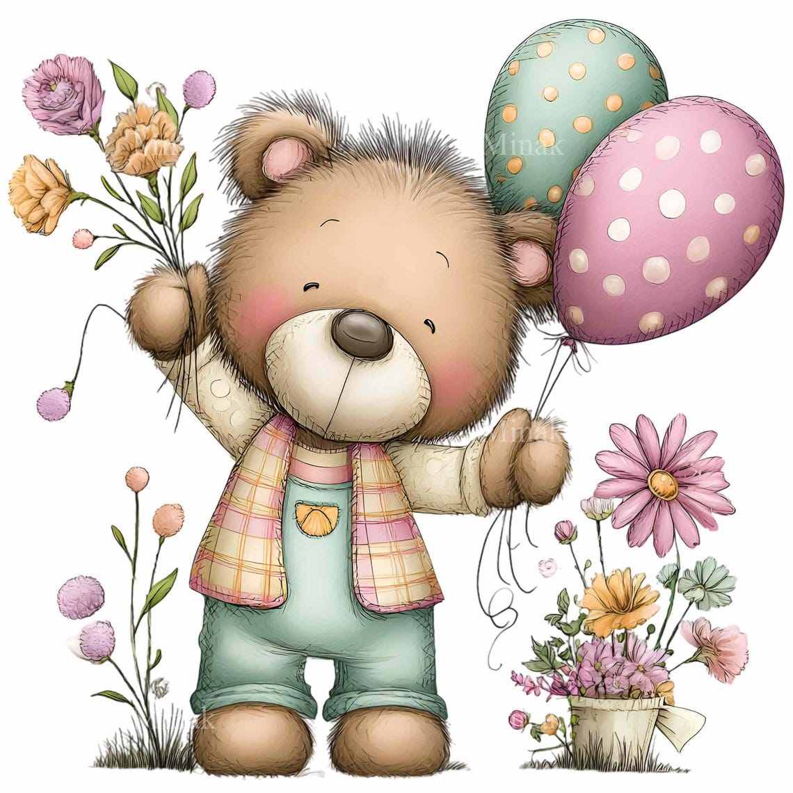 16 PNG Birthday Bear Clipart – Cute Bear PNG for Nursery Wall Art, Baby ...