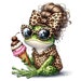 Cute Frog Leopard Print Bow Eating Ice Cream, 17 PNG Graphics Cartoon ...