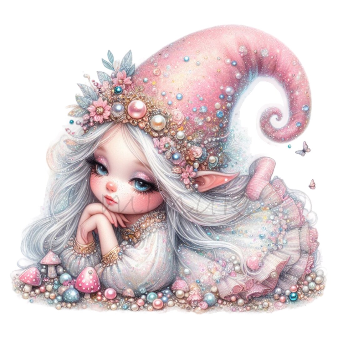Princess Gnome Clipart PNG, 10 Watercolor Fairy Clip Art, Gift ...