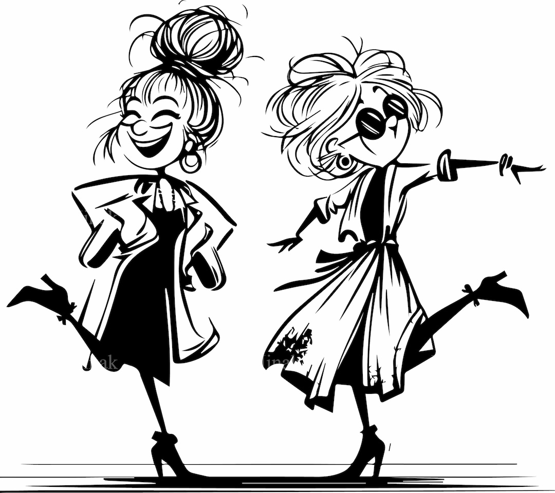 5 SVG Funny Grandma SVG Cut File, Dancing Elderly Women Silhouette ...