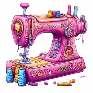 12 Pink Sewing Machine PNG Clipart, Transparent Background, Decorative ...