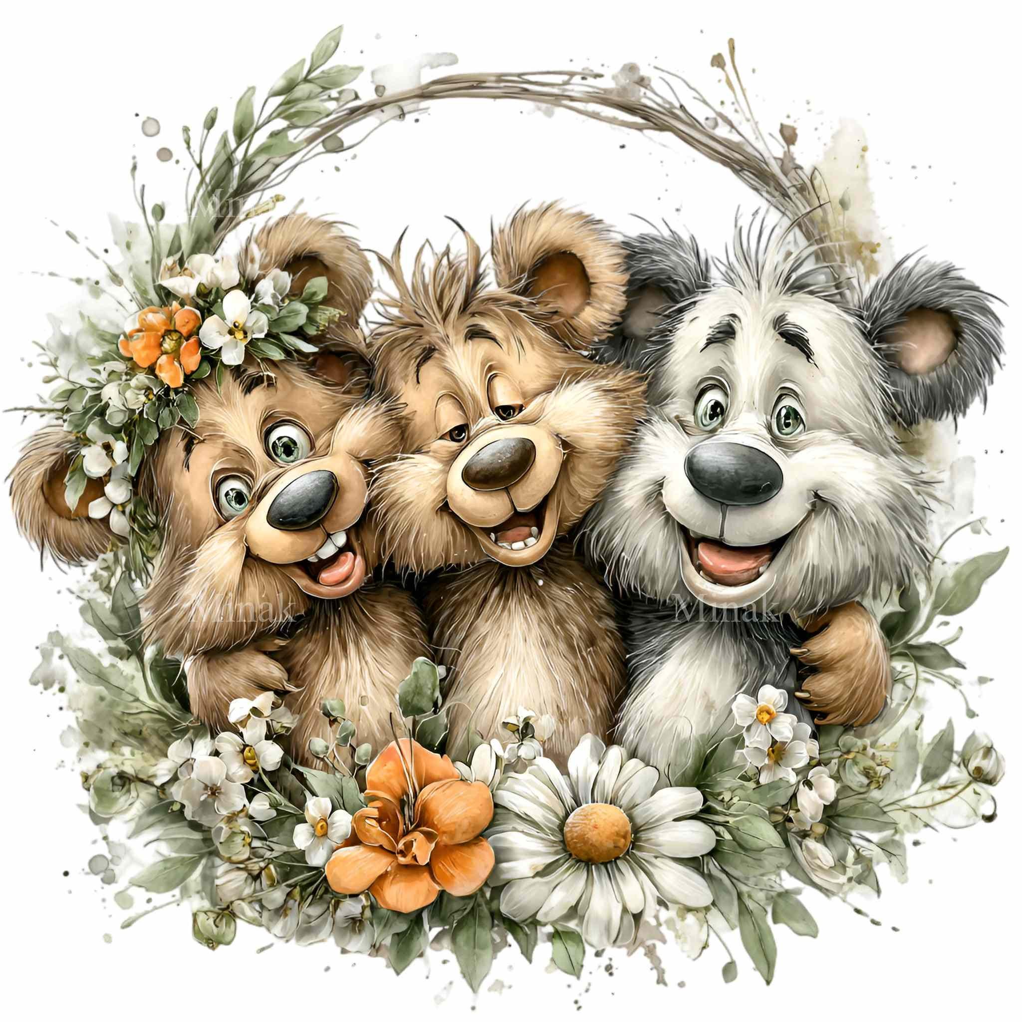 15 PNG Cute Bears Clipart – Woodland Bear Family PNG for Nursery Wall ...