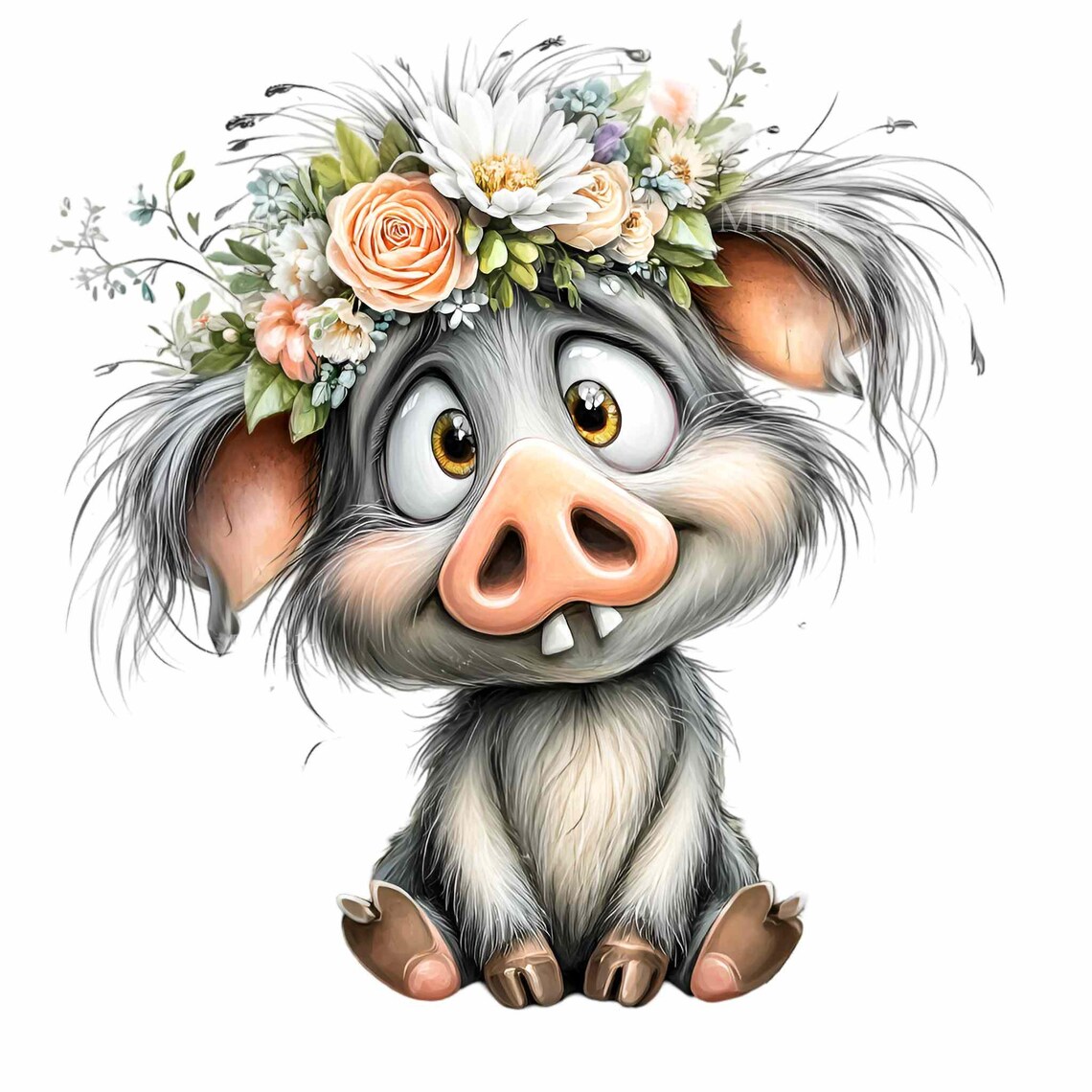 16 PNG Floral Piglet Clipart – Cute Pig PNG – Nursery Decor, Baby ...
