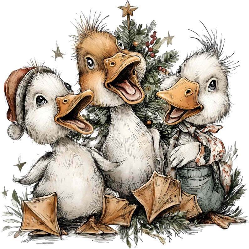 11 PNG Christmas Goose Clipart – Three Singing Geese PNG – Festive Farm ...