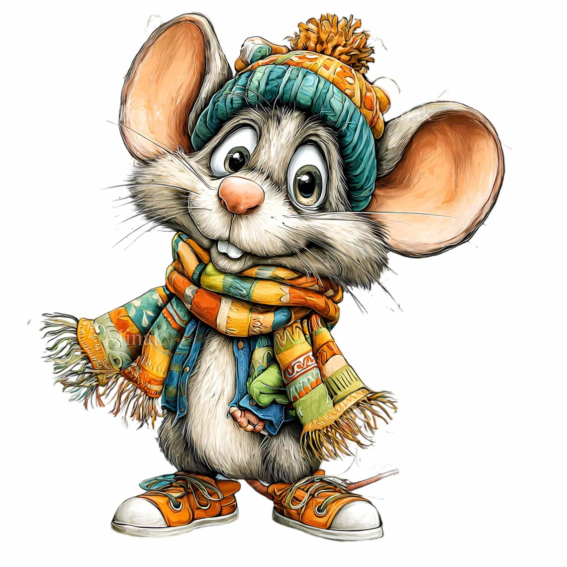 12 PNG Fall Cartoon Mouse – Funny Animal PNG – Cute Mouse in Scarf for ...