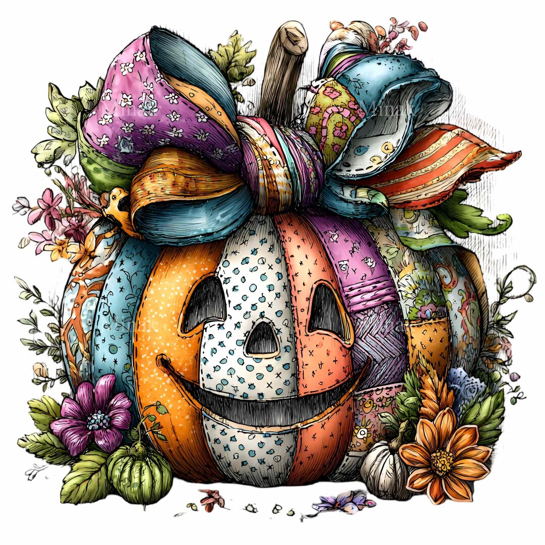 10 PNG Floral Pumpkin Patch – Fall Pumpkin PNG Clipart for Autumn ...