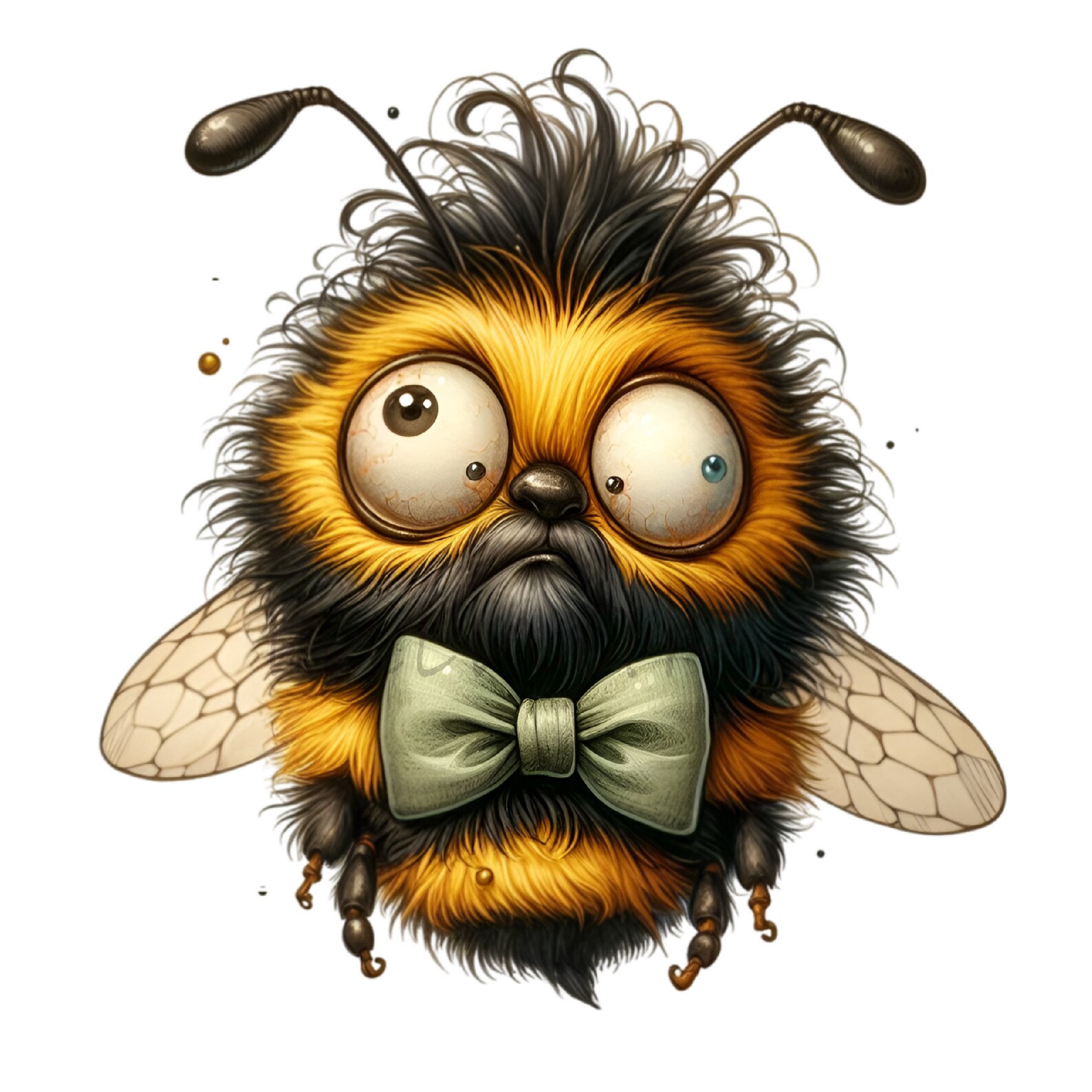 10 Cute Bee PNG Clipart, Fluffy Bee With Big Eyes and Messy Hair Bun ...