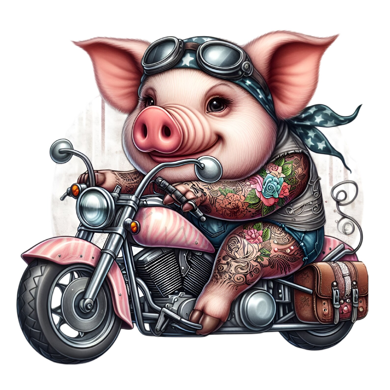12 PNG Biker Pig Clipart – Motorcycle Pig Tattoo Animal for Funny Gifts ...