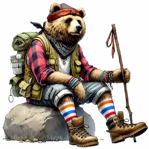 15 PNG Camping Bear Clipart – Hiking Forest Animal PNG – Adventure ...