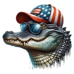 Alligator Clip Art, Patriotic Clipart, 10 PNG USA Flag Clip Art - Etsy