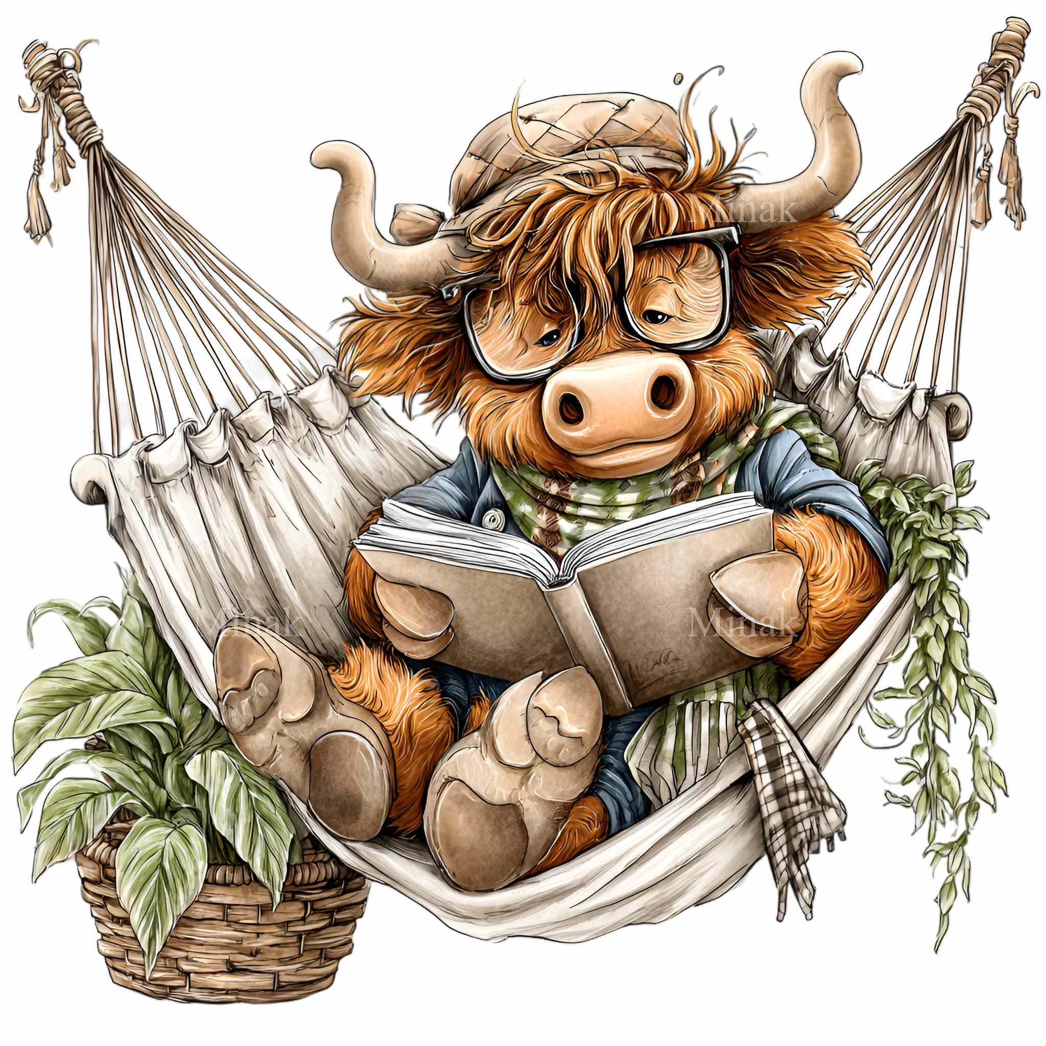 15 PNG Reading Highland Cow Clipart – Cute Cartoon PNG – Farm Animal ...
